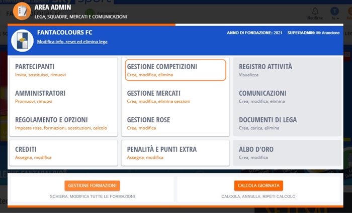 Crea una competizione Fantacalcio